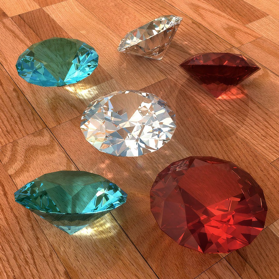Diamond Emerald Ruby 3d Model