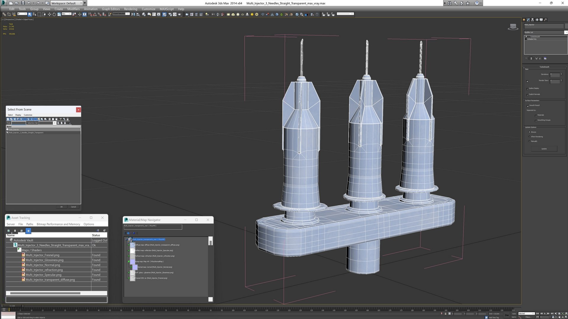 Multi Injector 3 Needles Straight Transparent Model - TurboSquid 2247462