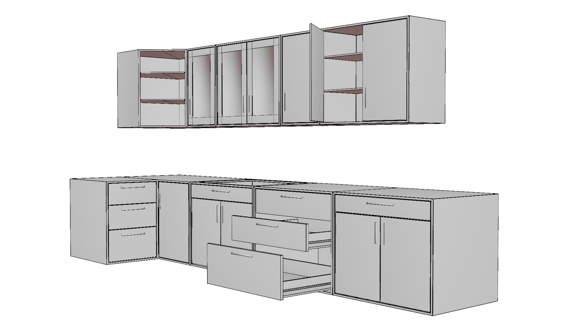 3D Modern Kitchen Cabinet Set Model - TurboSquid 1960706