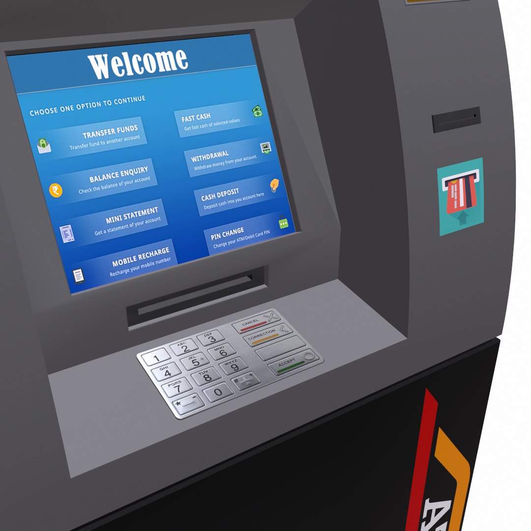 3D ATM Machine Low Poly Model - TurboSquid 2391141