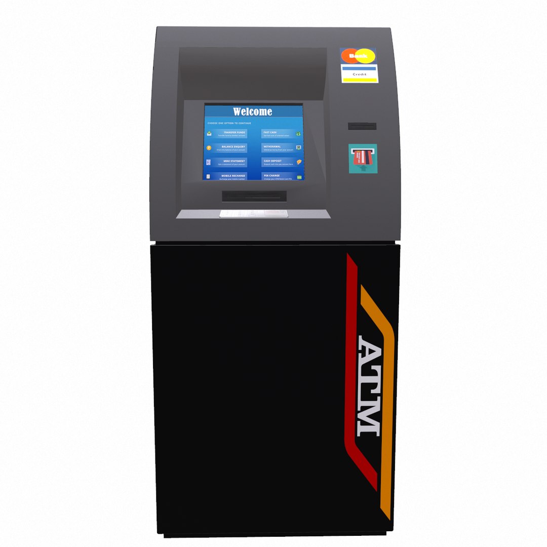 3D ATM Machine Low Poly Model - TurboSquid 2391141