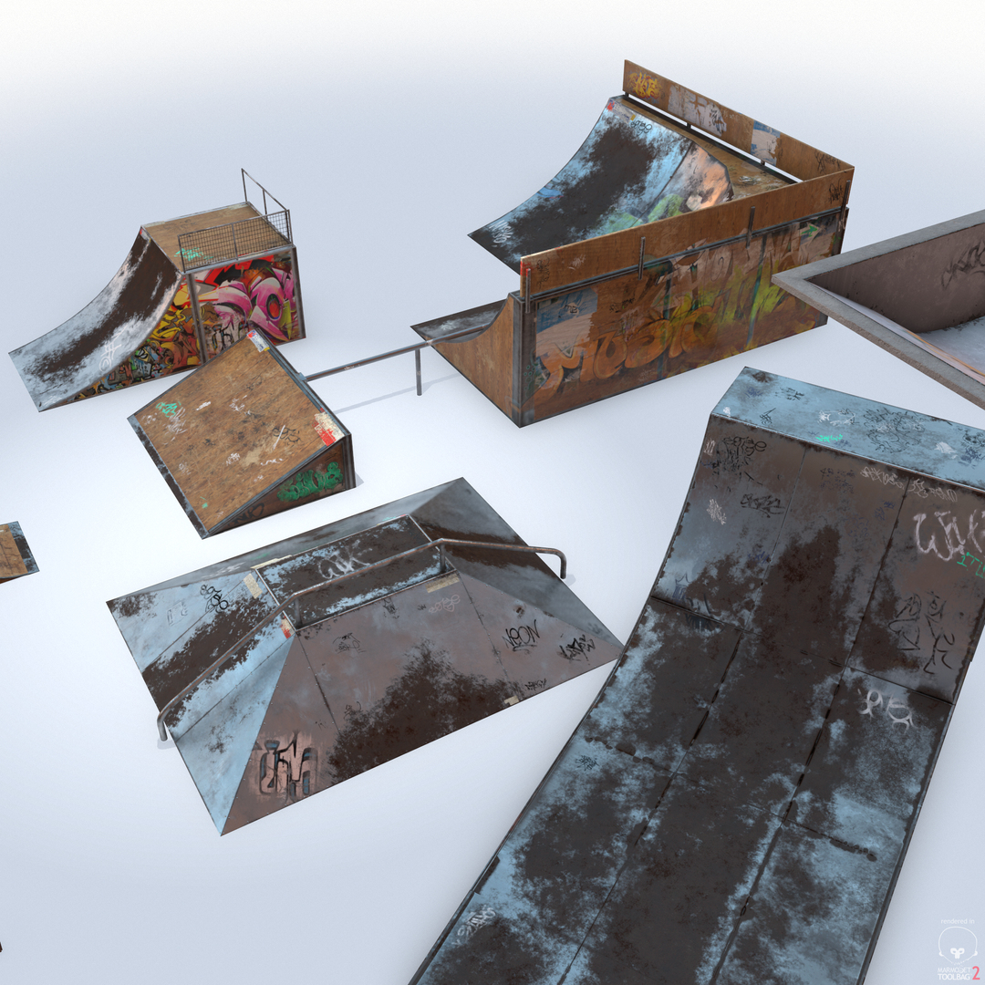 skate park pack pbr 3d model