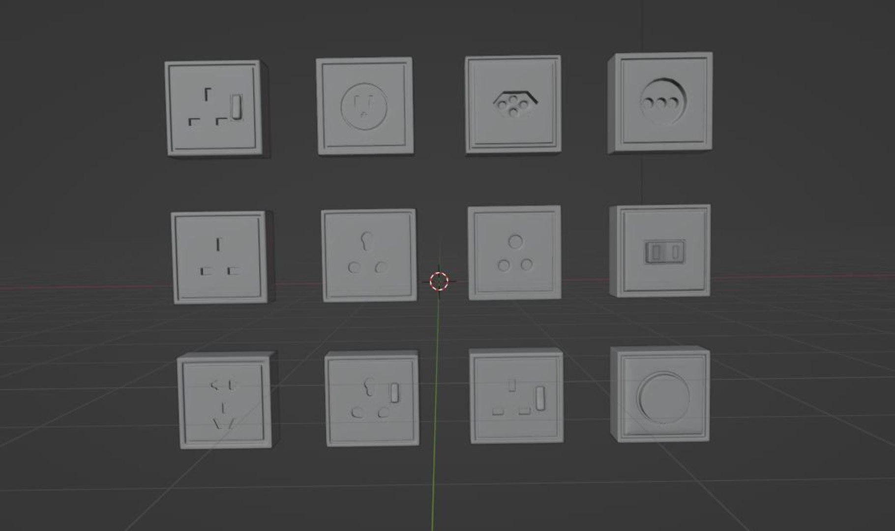 3D Electric Sockets Set 3D Model - TurboSquid 2337864