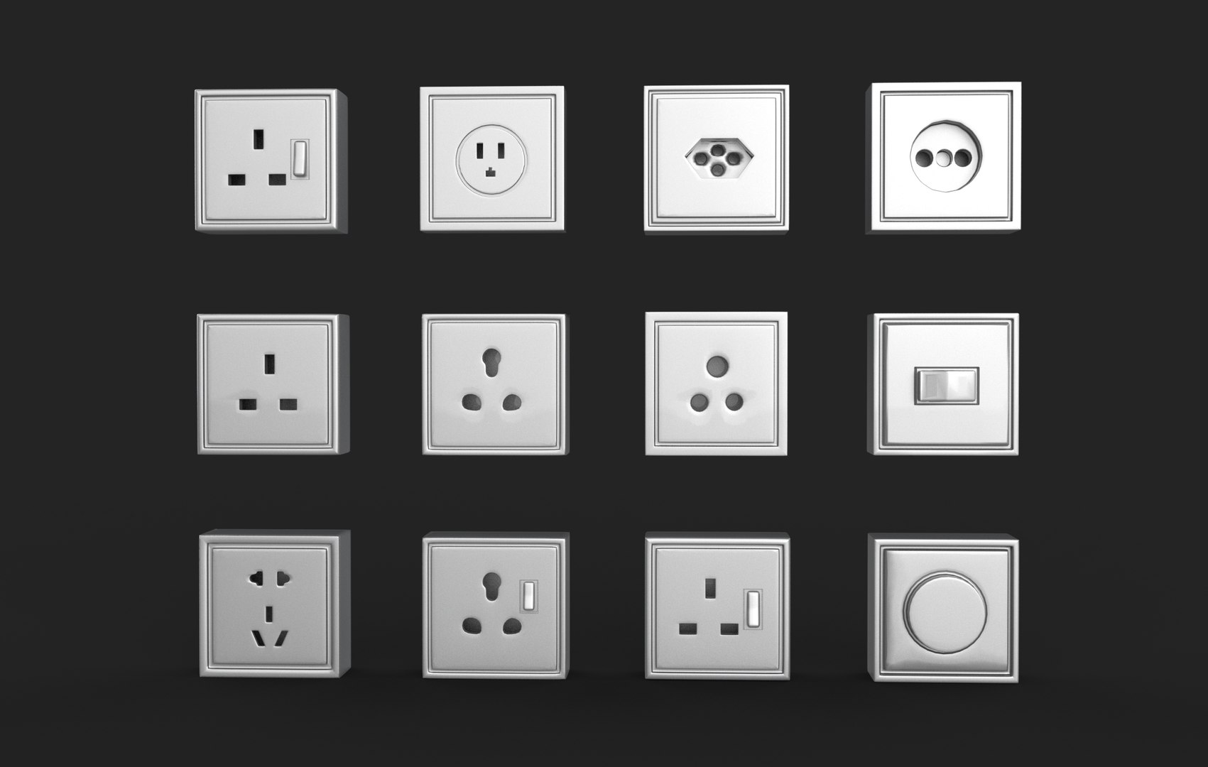 3D Electric Sockets Set 3D Model - TurboSquid 2337864