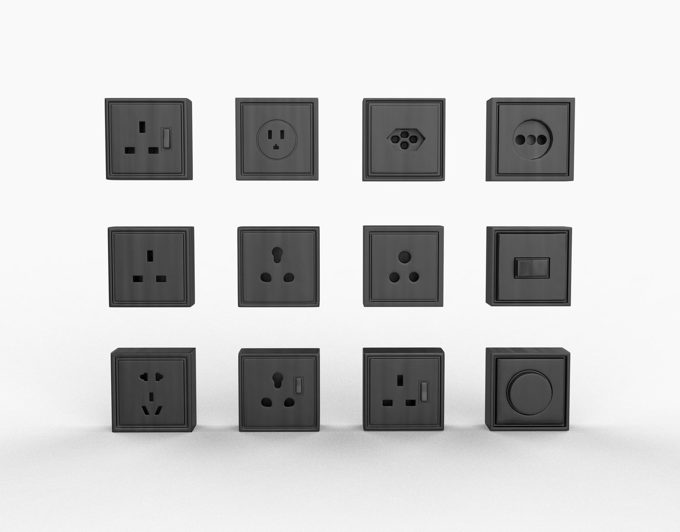 3D Electric Sockets Set 3D Model - TurboSquid 2337864