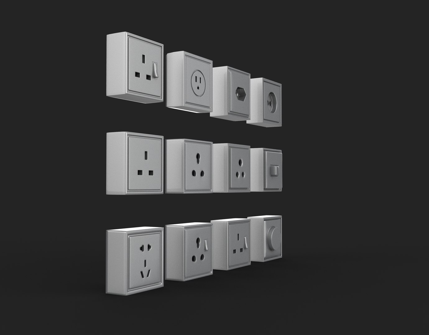 3D Electric Sockets Set 3D Model - TurboSquid 2337864