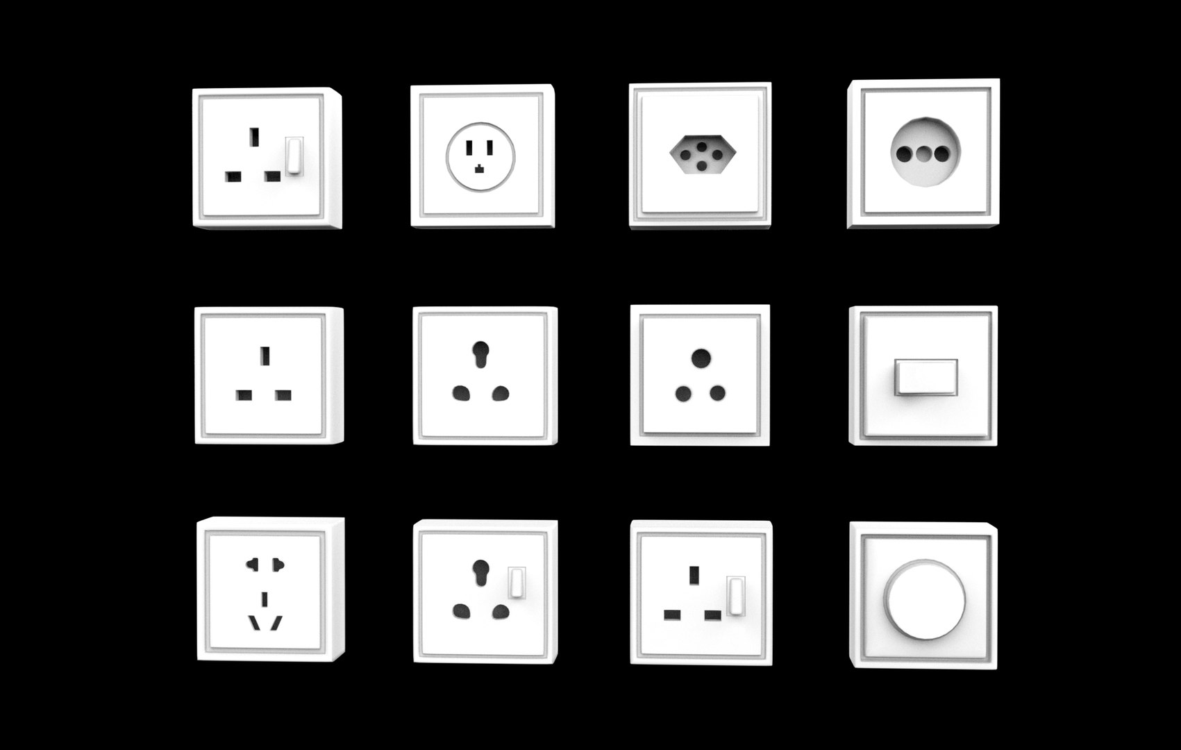 3D Electric Sockets Set 3D Model - TurboSquid 2337864