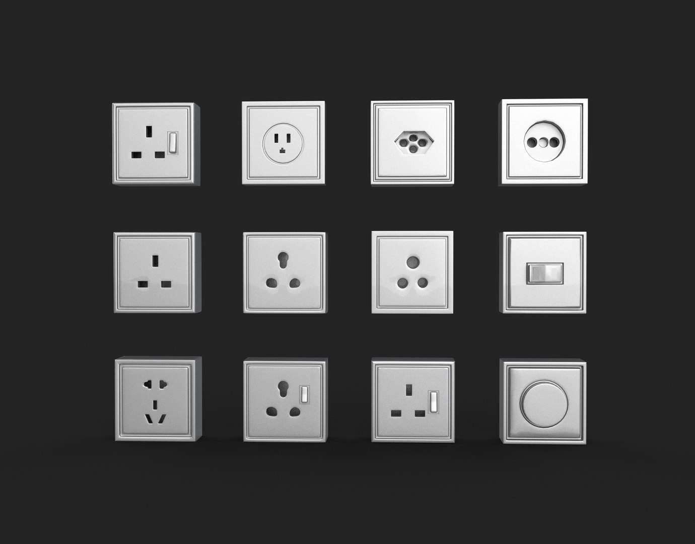 3D Electric Sockets Set 3D Model - TurboSquid 2337864