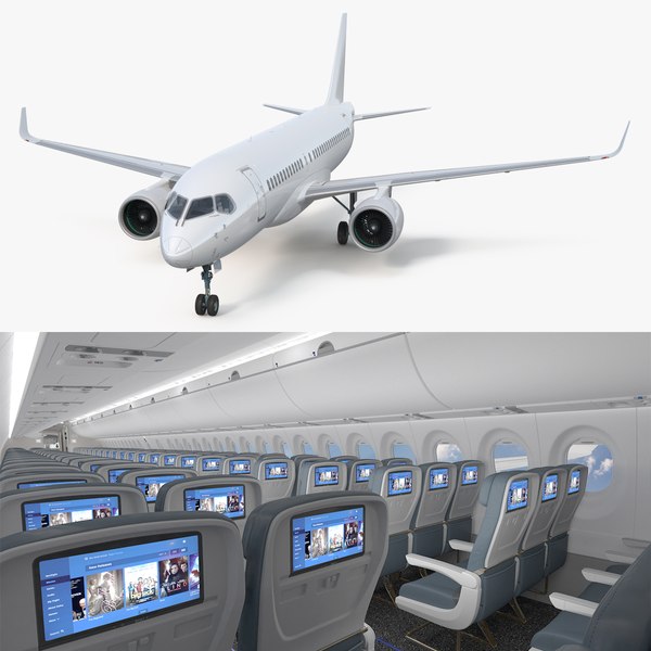 Aeronave de passageiros Airbus A220-100 Cabine detalhada Modelo 3D ...