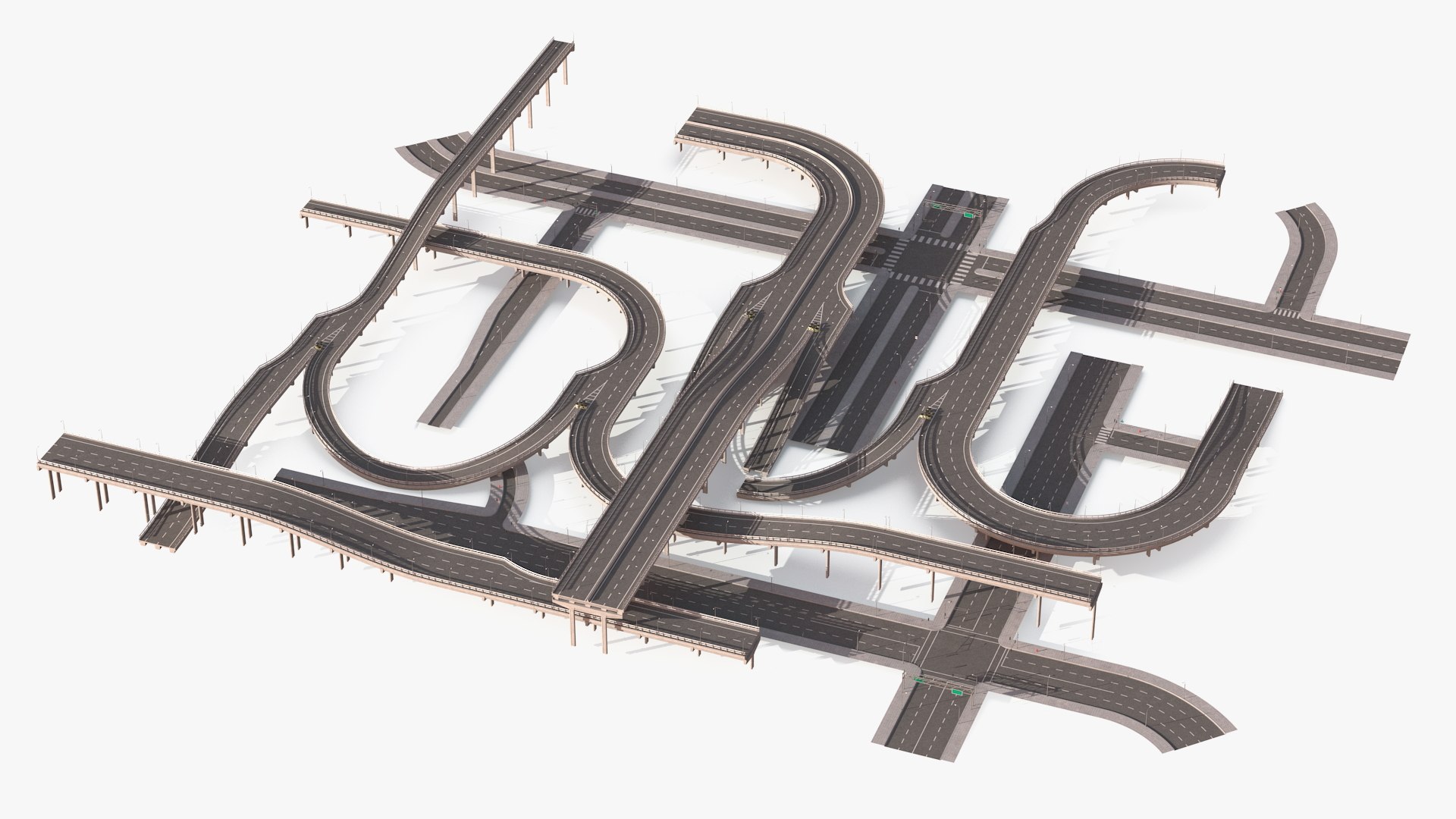 Connectable Highway Road Elements Set 3D - TurboSquid 1984560