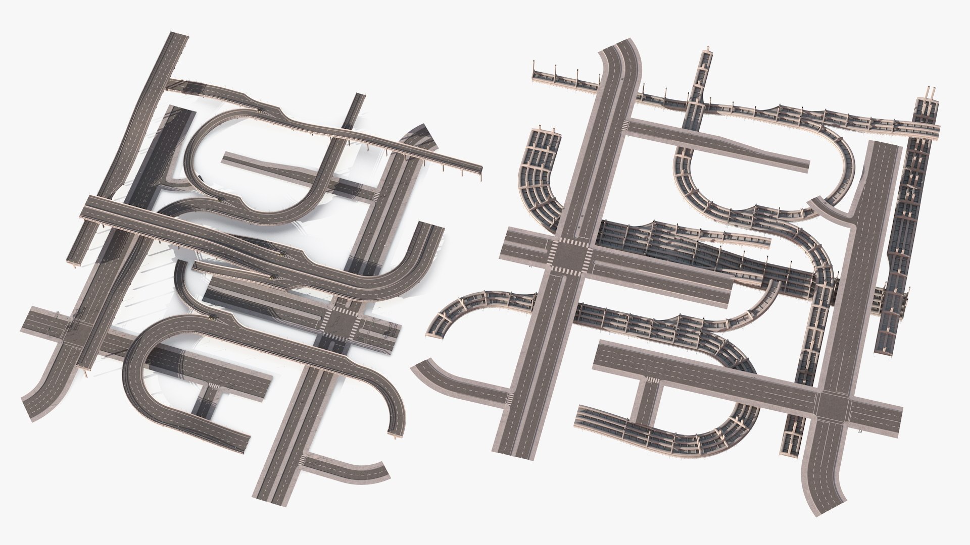 Connectable Highway Road Elements Set 3D - TurboSquid 1984560