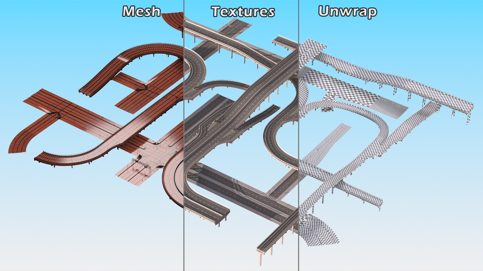 Connectable Highway Road Elements Set 3D - TurboSquid 1984560