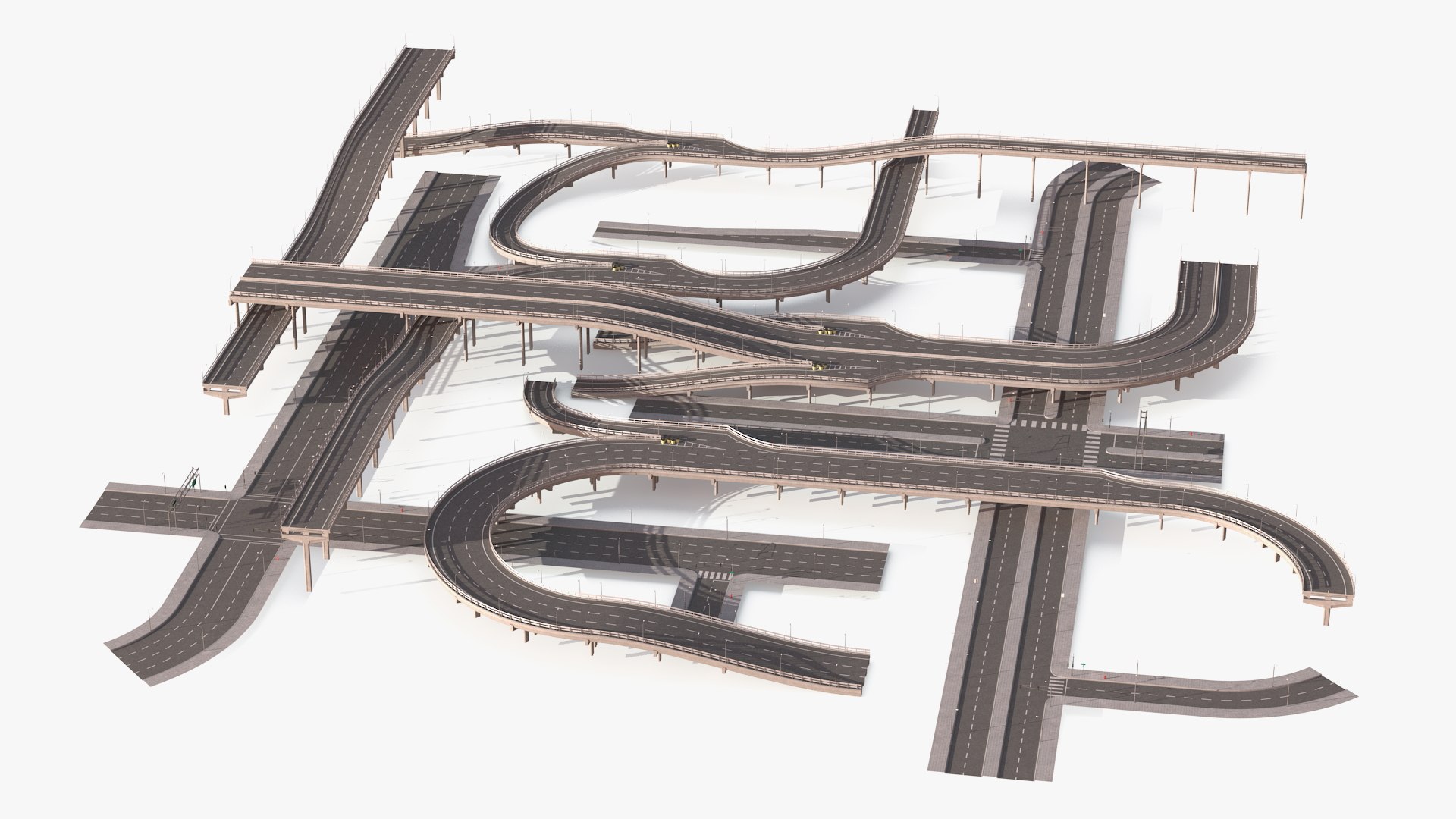 Connectable Highway Road Elements Set 3D - TurboSquid 1984560