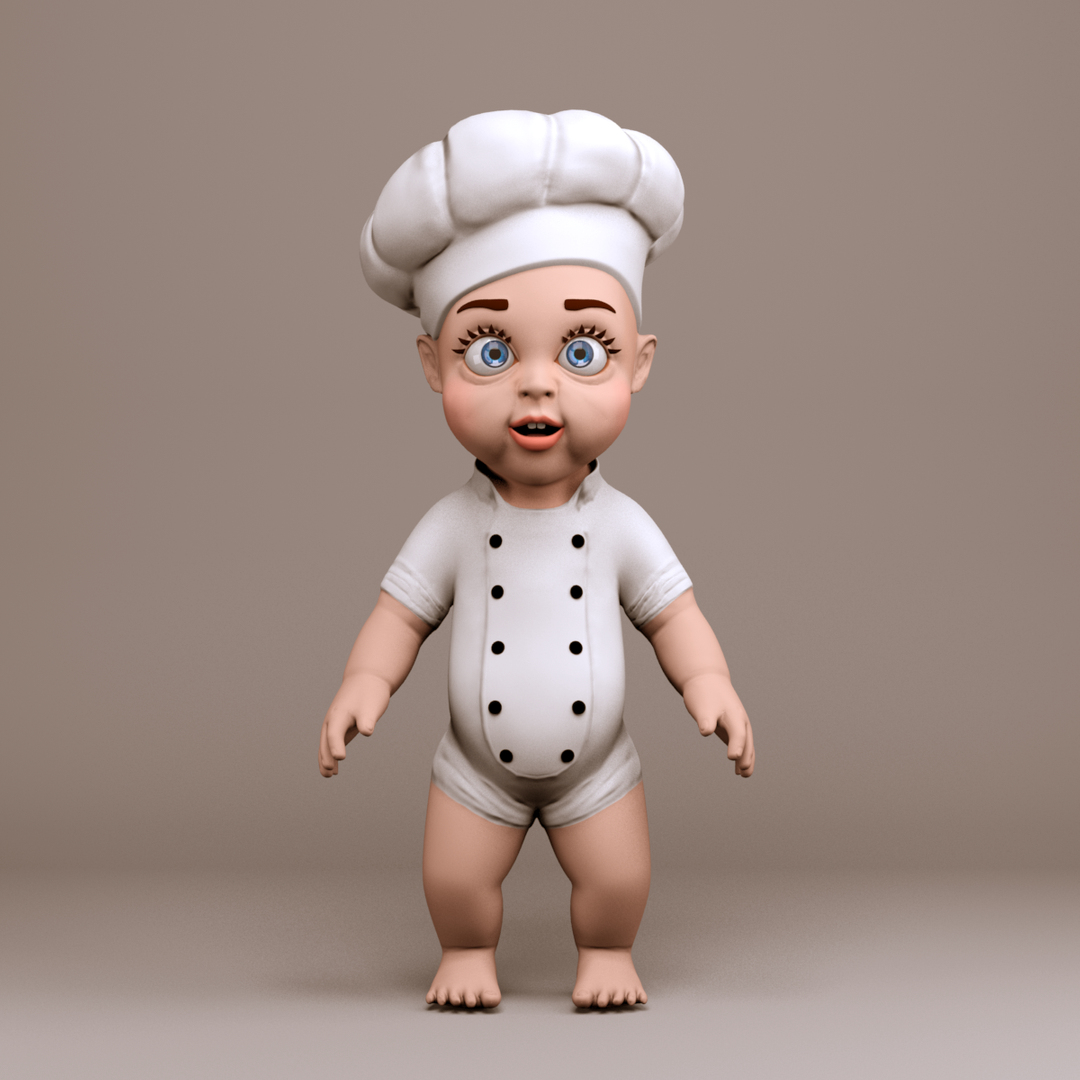 cartoon baby little cook