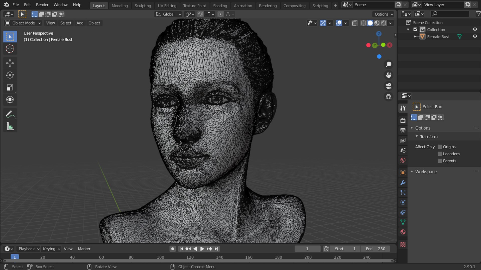 3D Sculpture Female Bust - TurboSquid 1630584