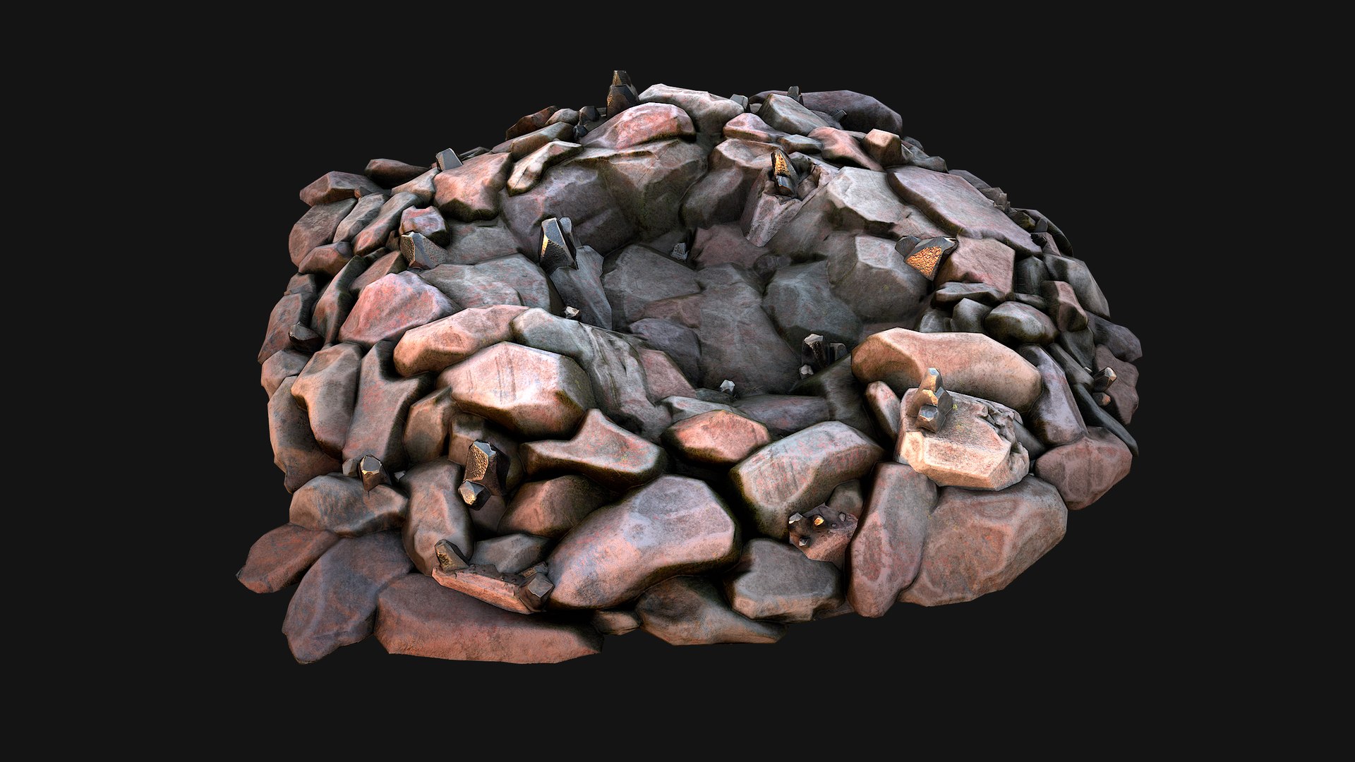 Tin Ore Deposits Minerals In Rocks Model - TurboSquid 2290487