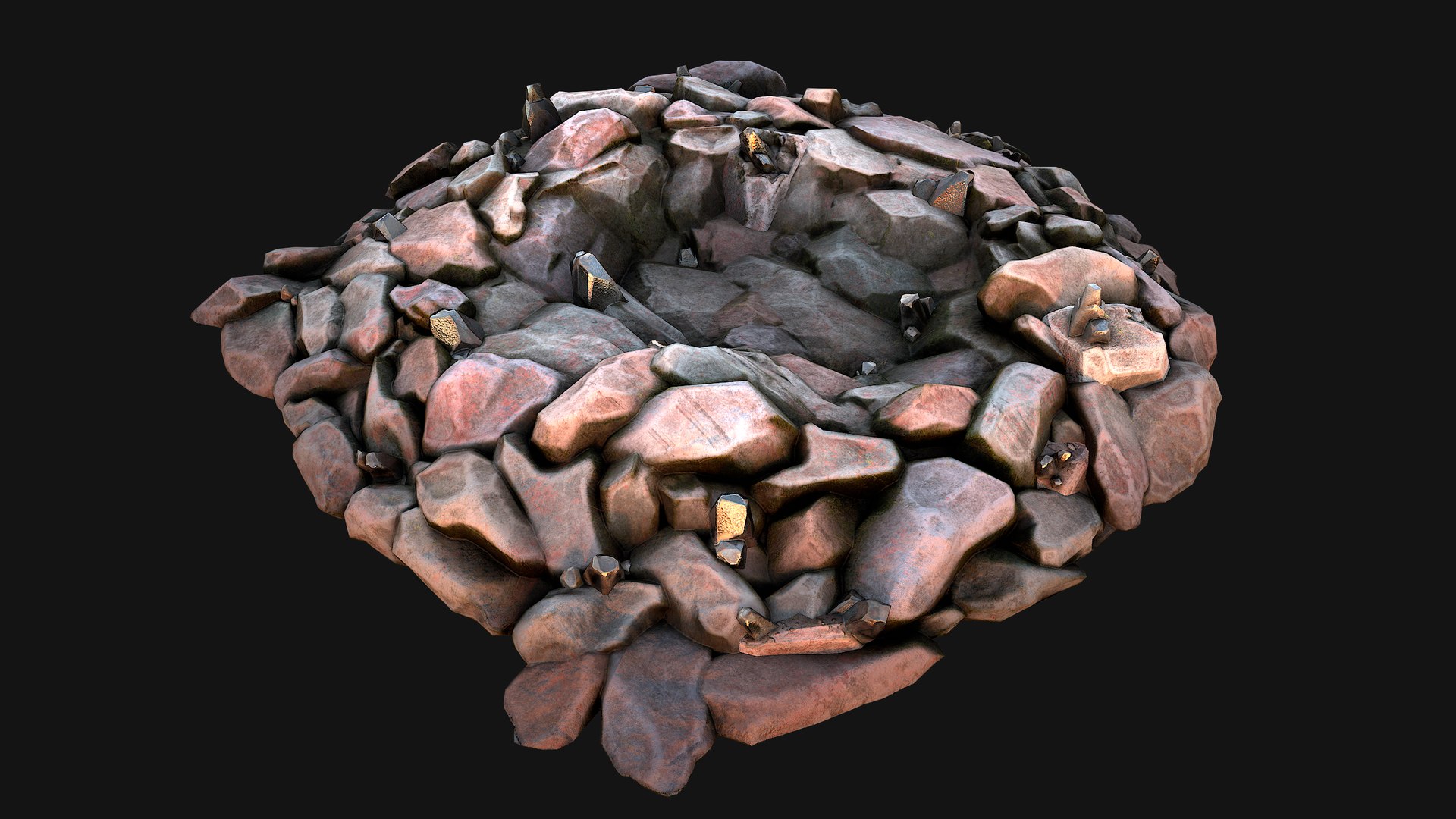 Tin Ore Deposits Minerals In Rocks Model - TurboSquid 2290487