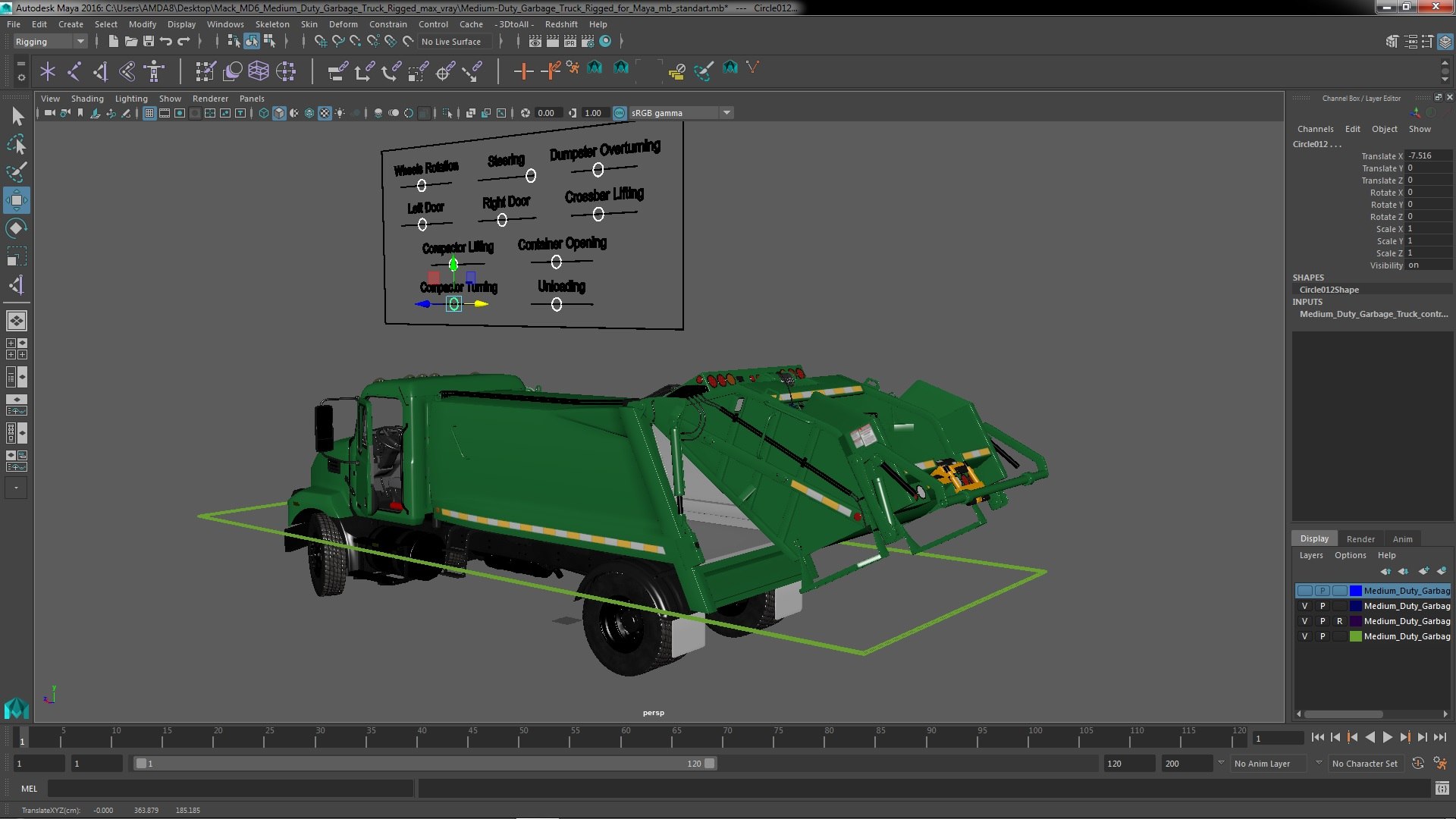Medium-Duty Garbage Truck Rigged For Maya 3D Model - TurboSquid 2069349