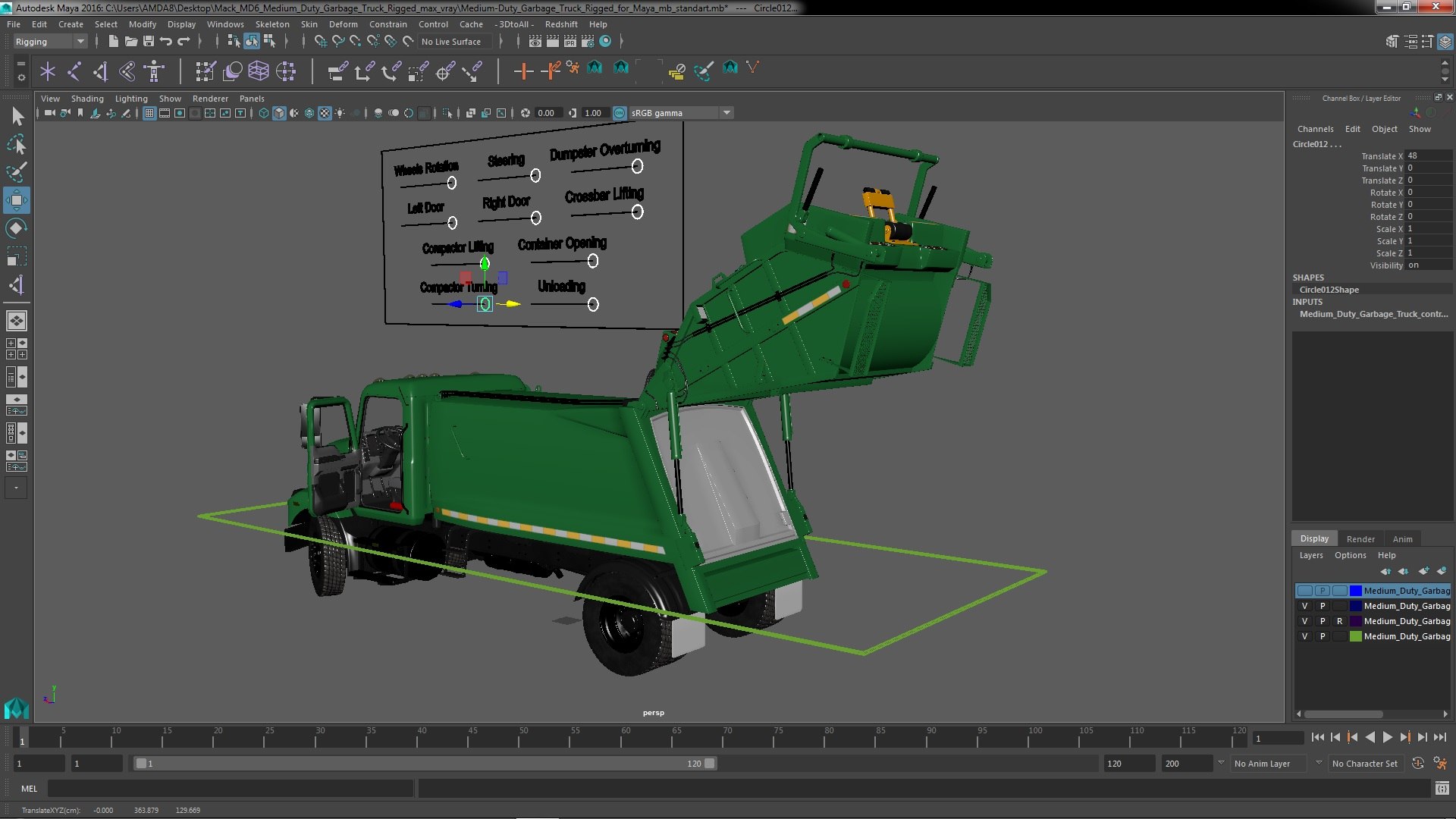 Medium-Duty Garbage Truck Rigged For Maya 3D Model - TurboSquid 2069349