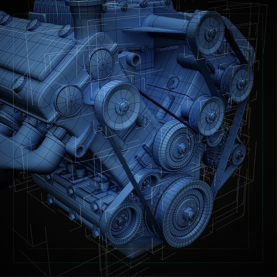 3d Modern V8 Engine Supercharger