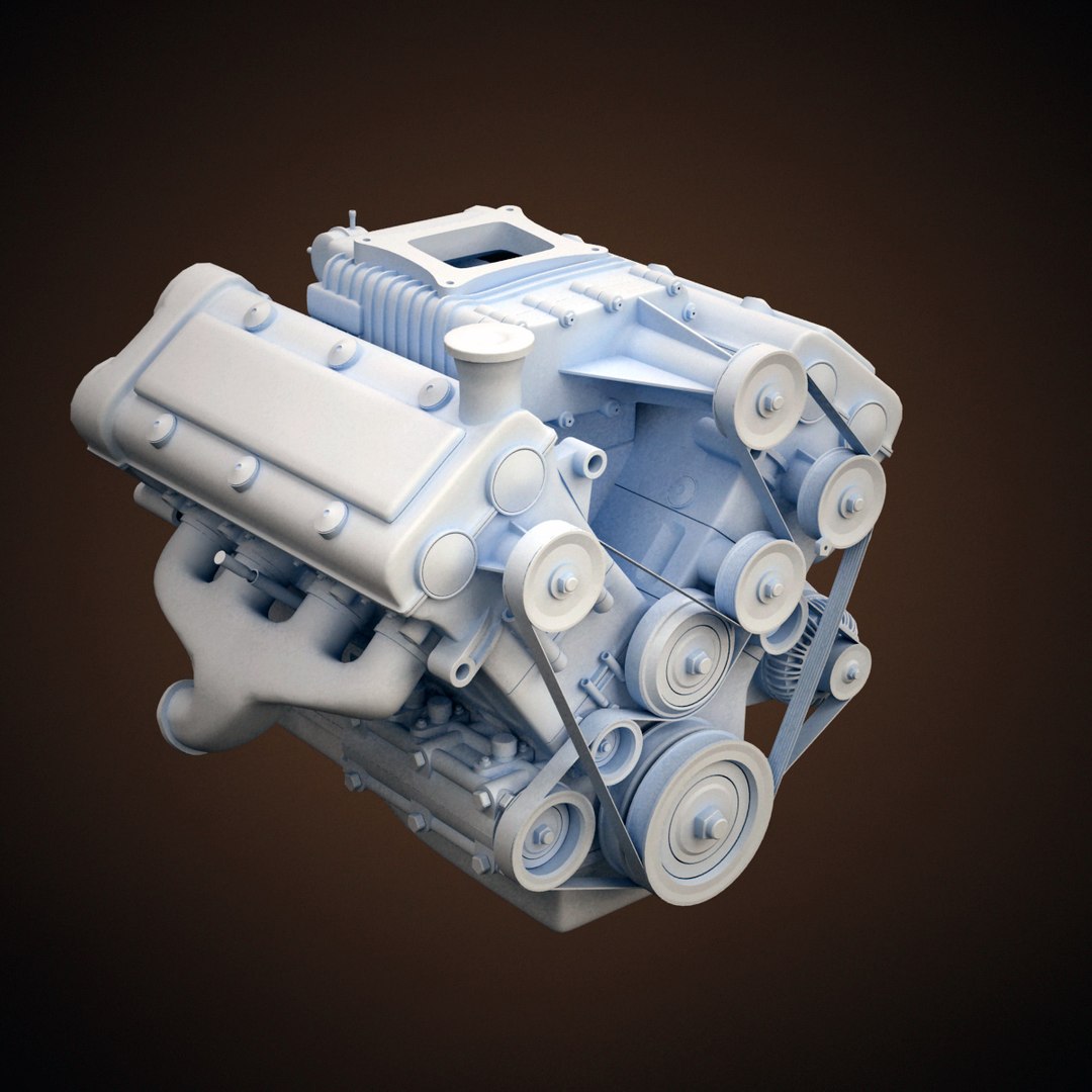 3d Modern V8 Engine Supercharger
