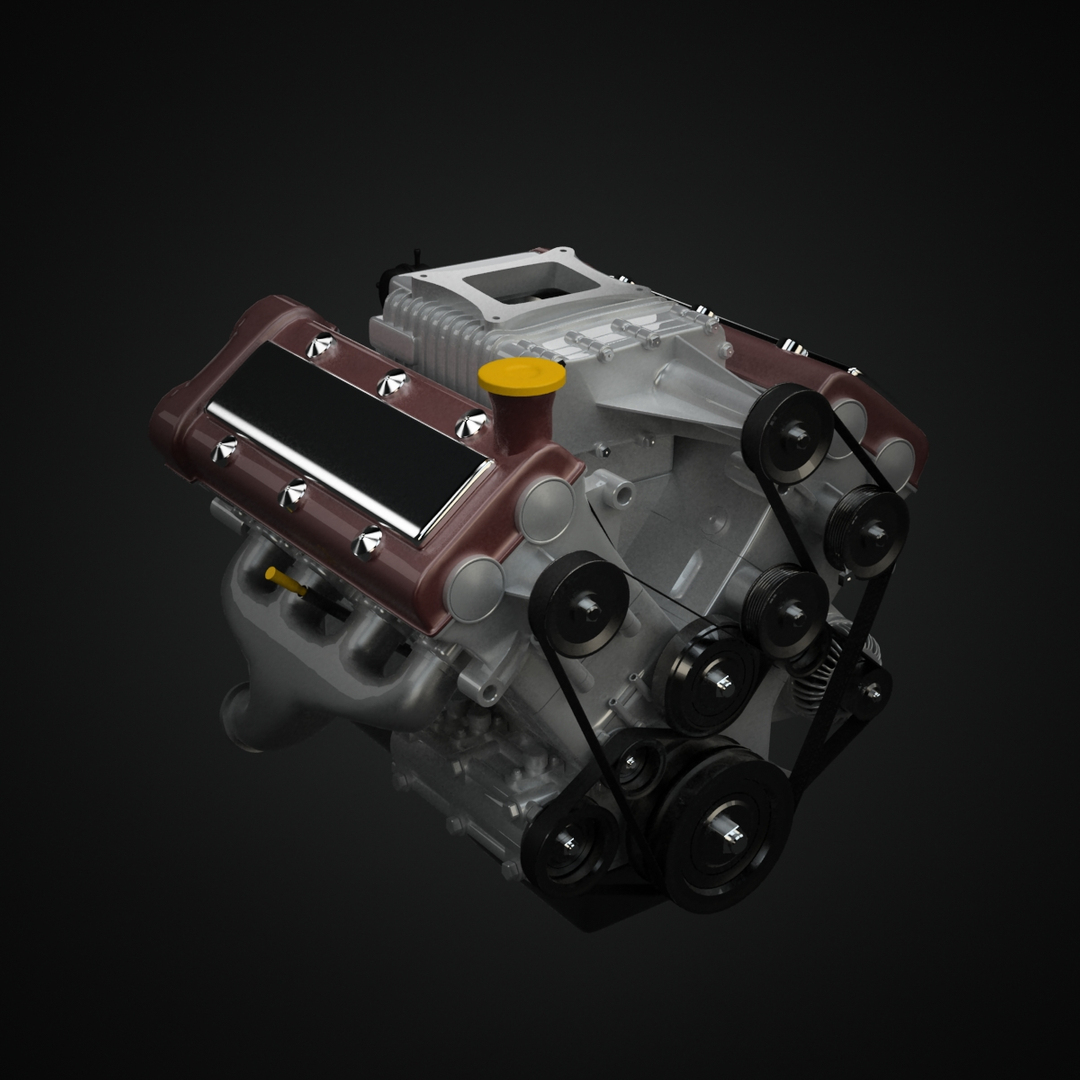 3d Modern V8 Engine Supercharger