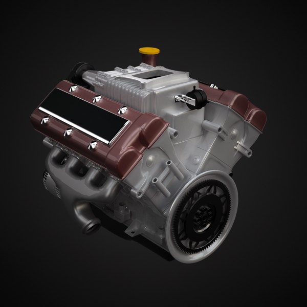 3d modern v8 engine supercharger