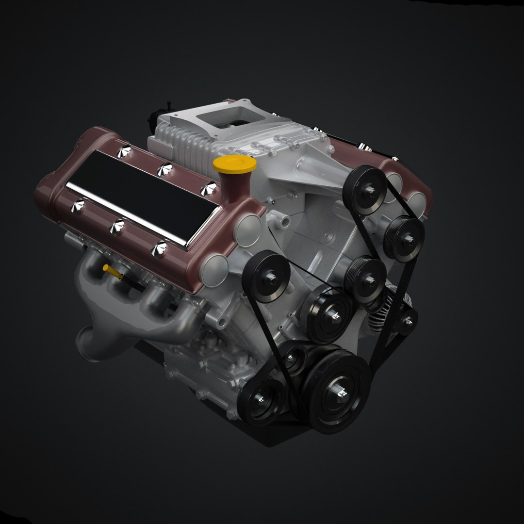 3d Modern V8 Engine Supercharger