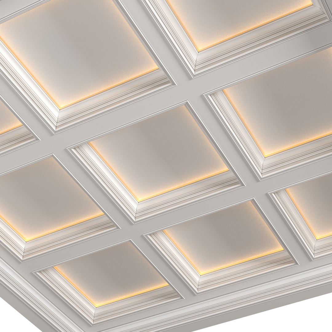 Modern Coffered Illuminated Ceiling Art Deco Style 3D Model - TurboSquid 1940957