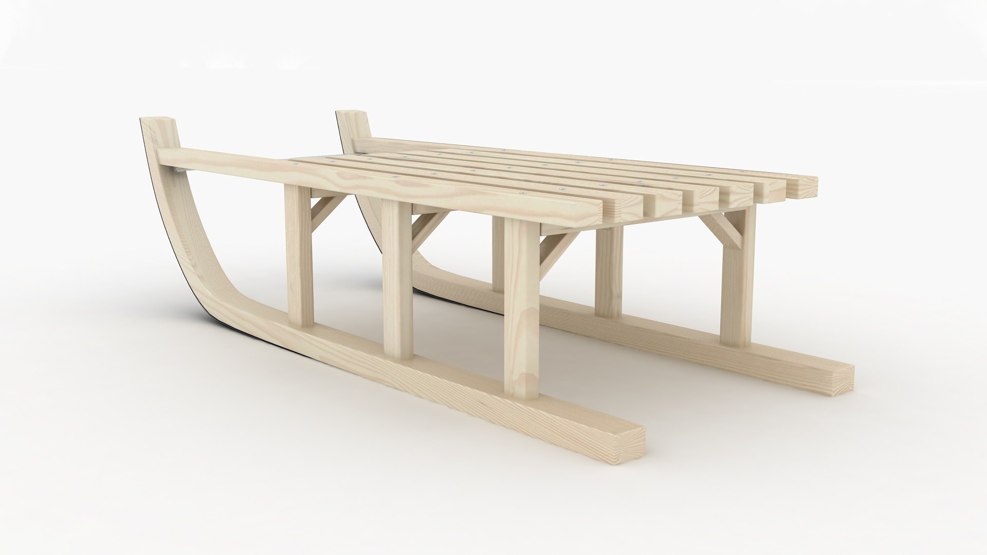 3D Wooden Snow Sled - TurboSquid 2007849