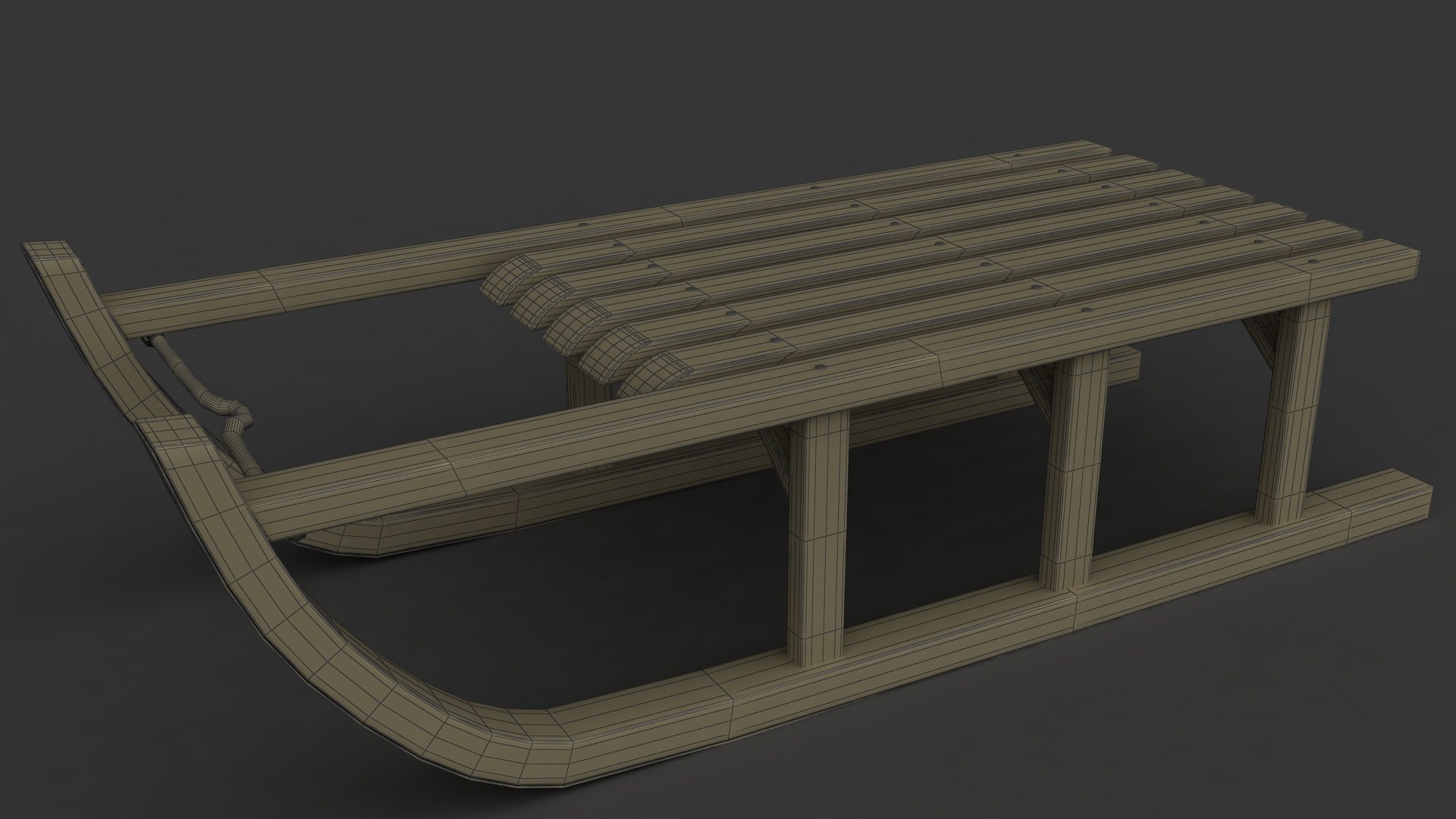 3D Wooden Snow Sled - TurboSquid 2007849