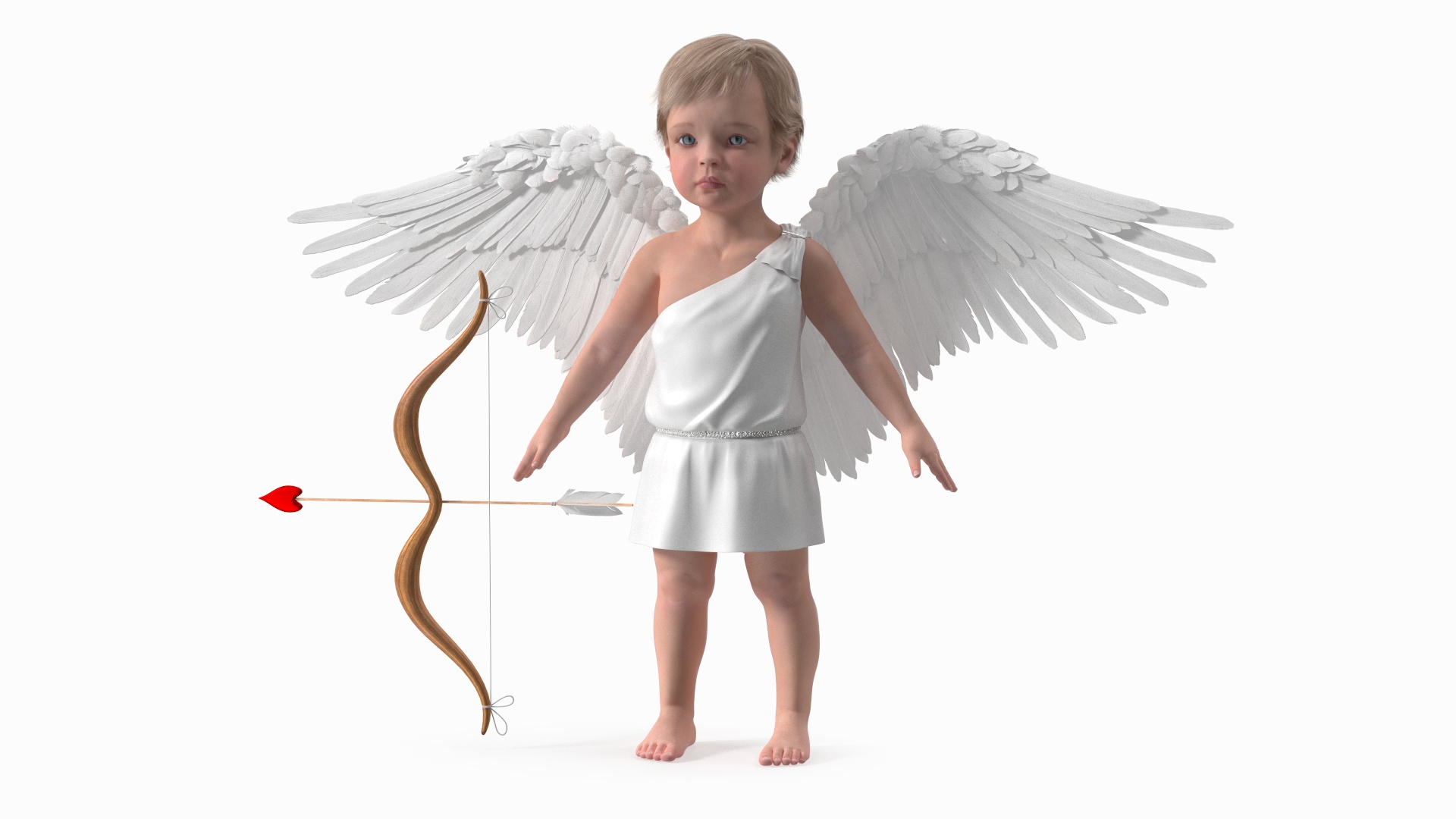 Boy Angel With Bow And Arrow A-Pose Model - TurboSquid 2304583
