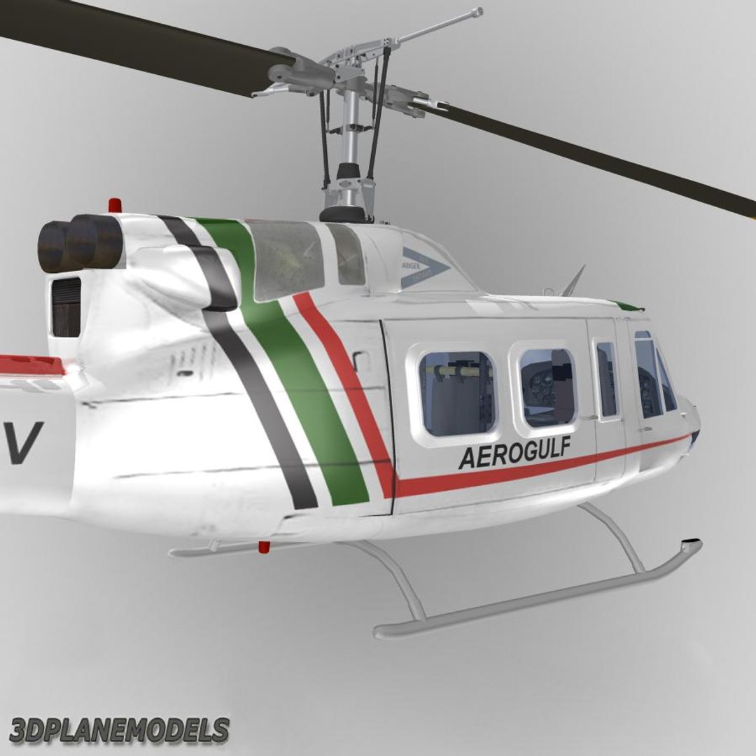 bell 212 huey helicopter 3d model