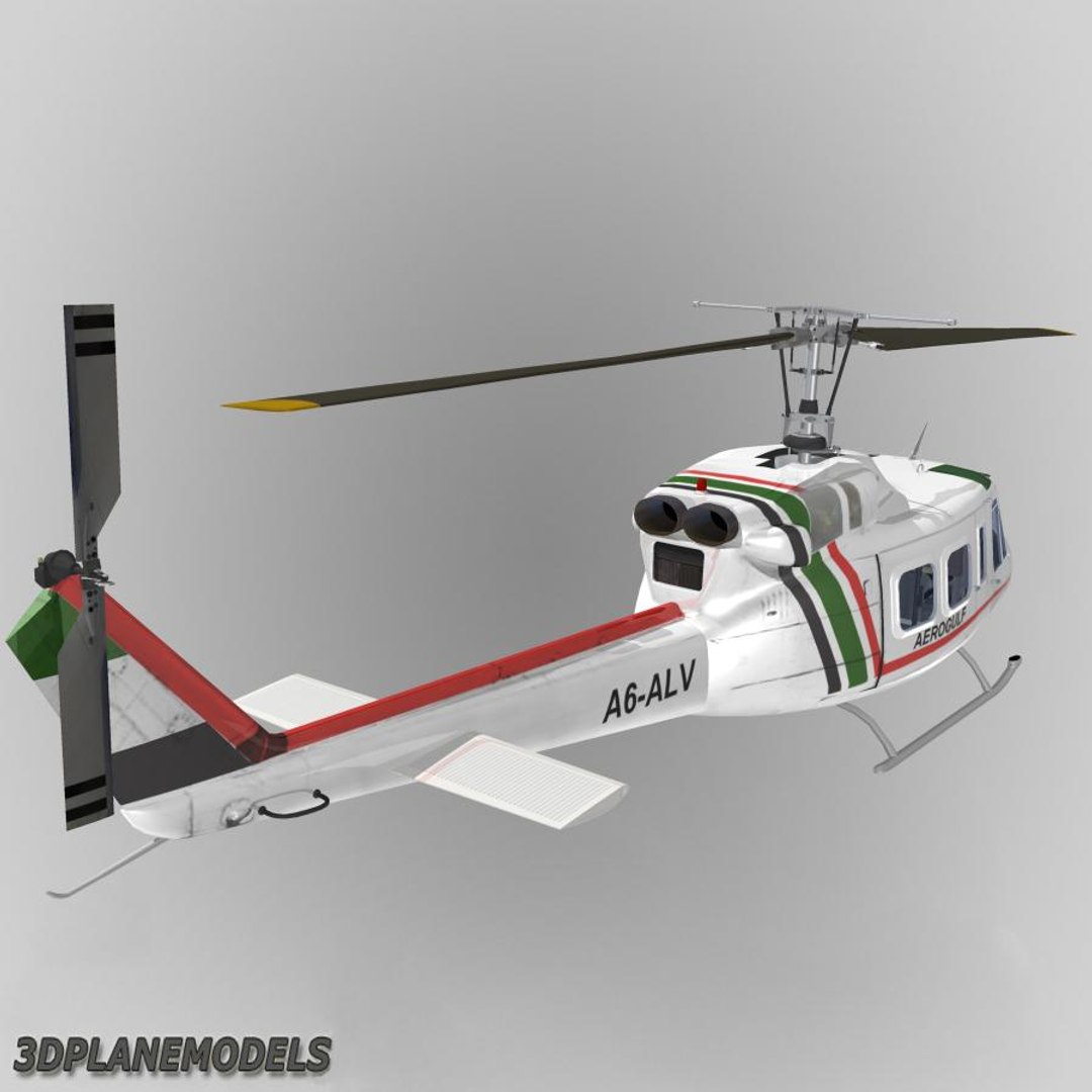 bell 212 huey helicopter 3d model