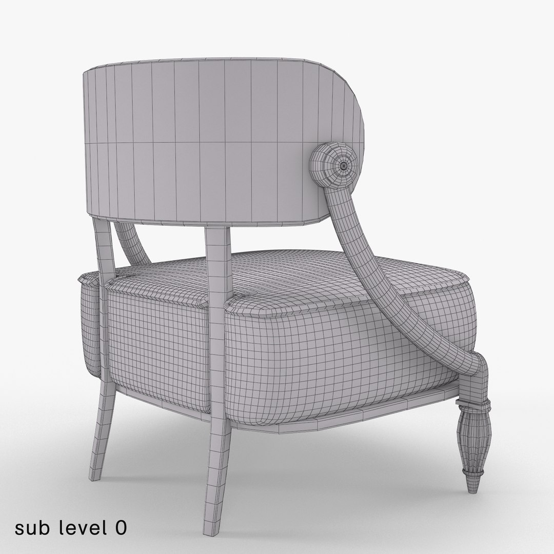 wooden armchair rc 3d model