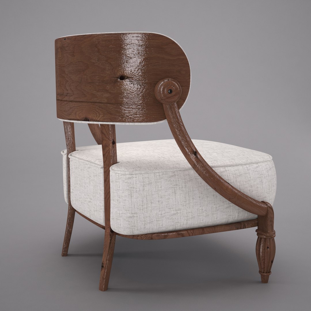 wooden armchair rc 3d model