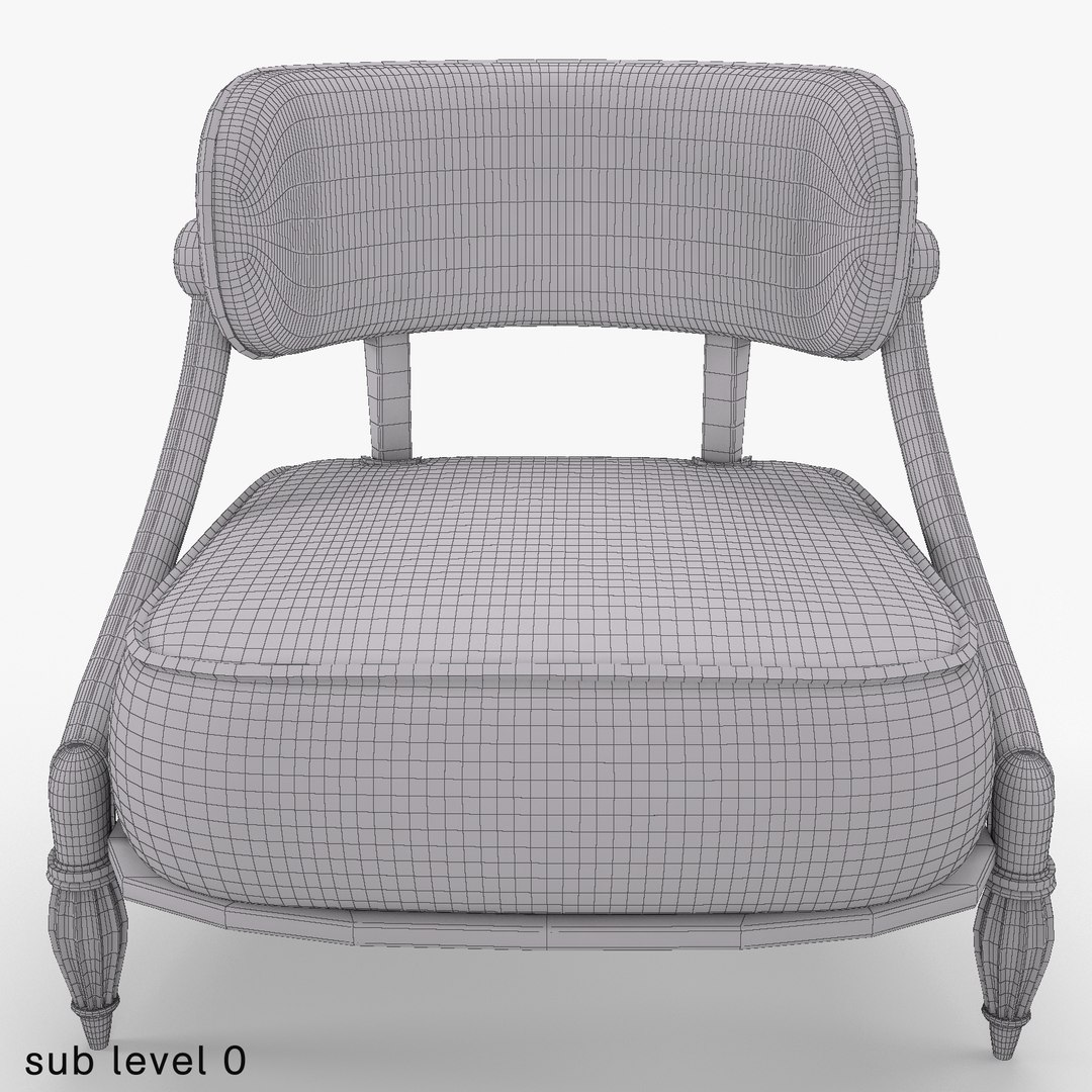 wooden armchair rc 3d model