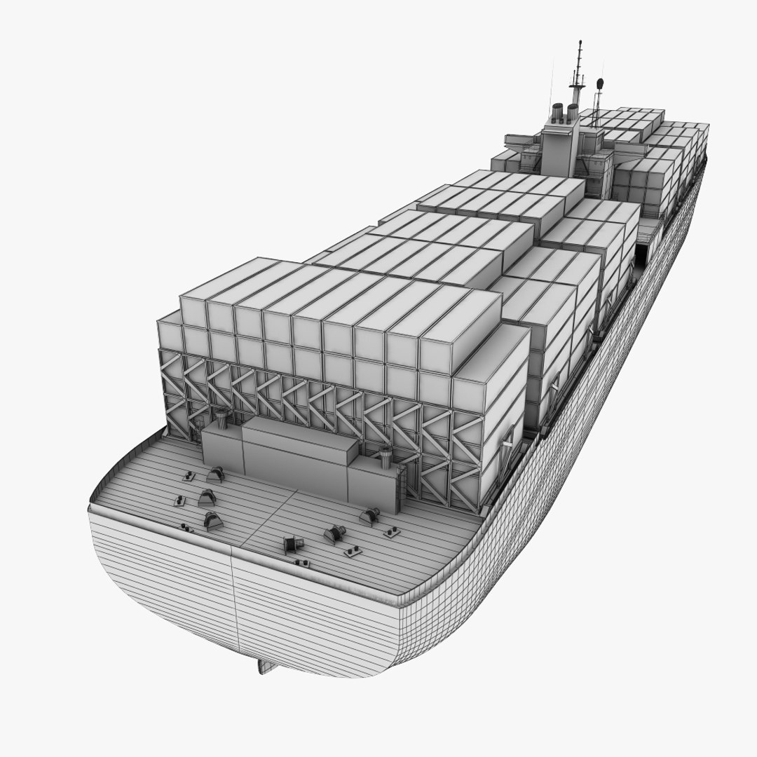 Realistic Container Cargo Ship 3d Model