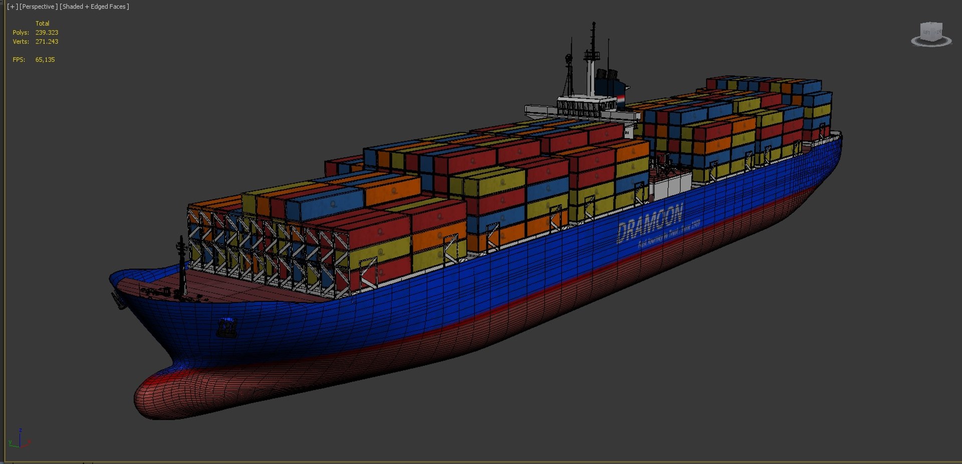 Realistic Container Cargo Ship 3d Model