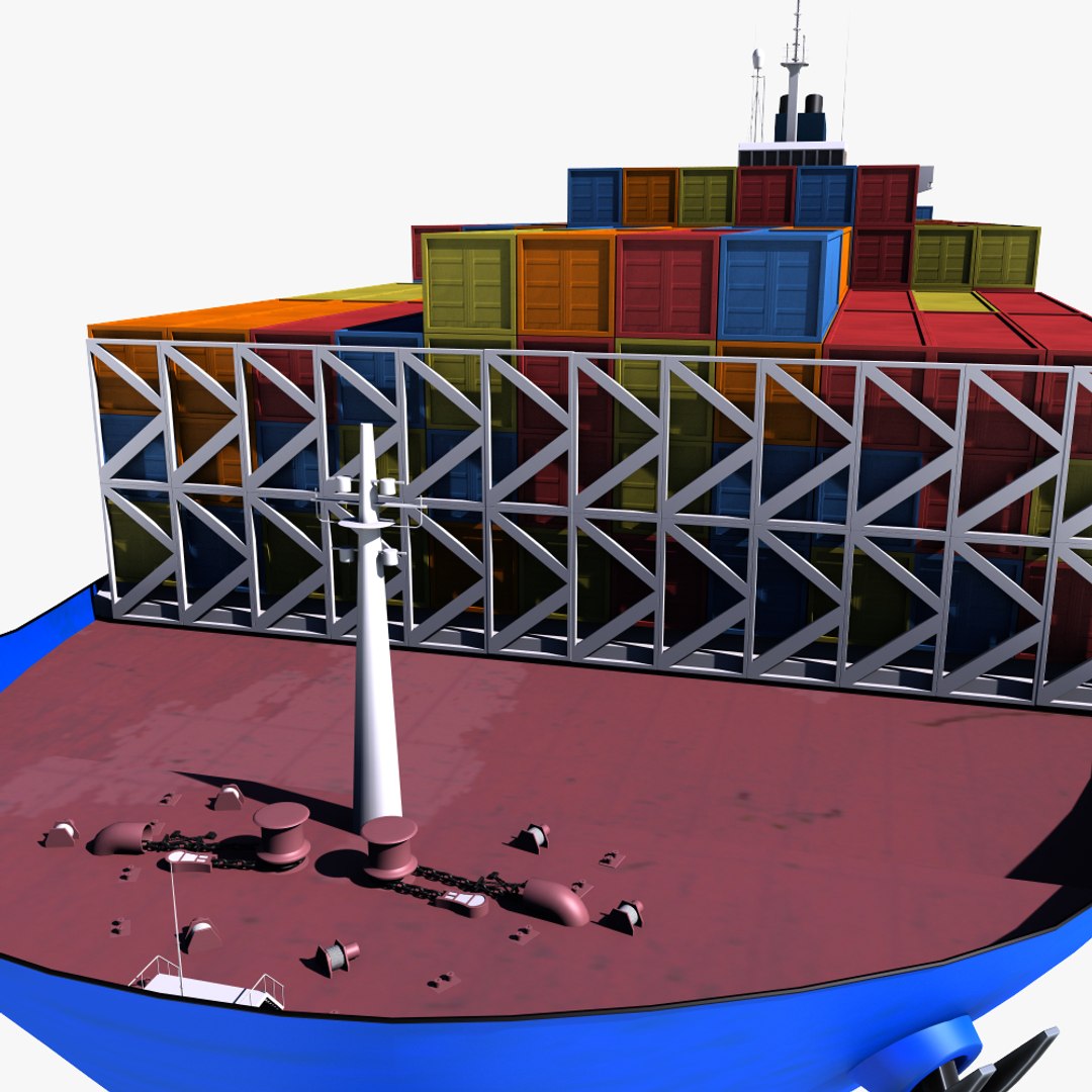 Realistic Container Cargo Ship 3d Model