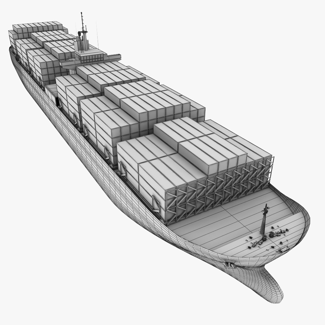 Realistic Container Cargo Ship 3d Model