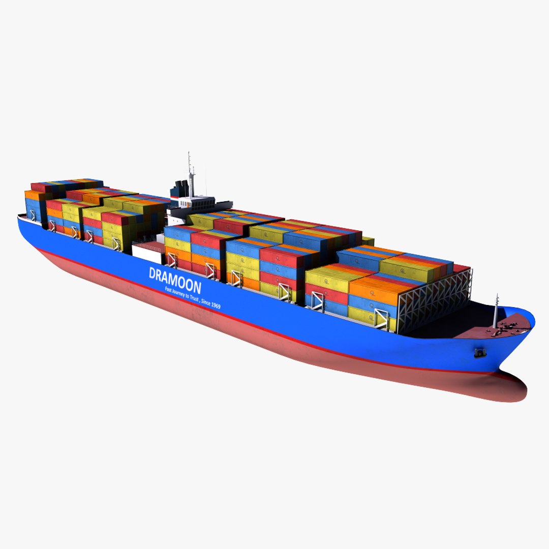 Realistic Container Cargo Ship 3d Model