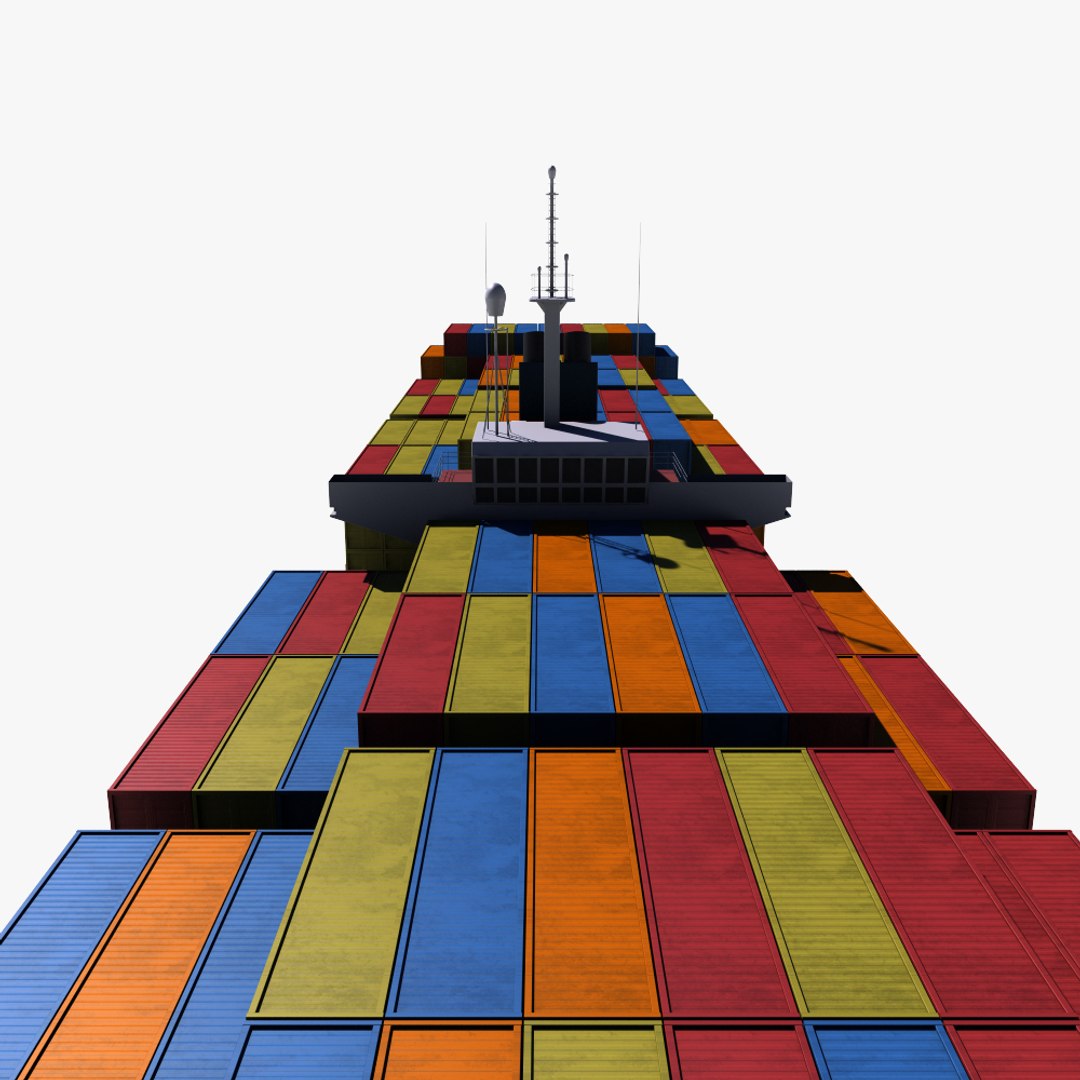 Realistic Container Cargo Ship 3d Model