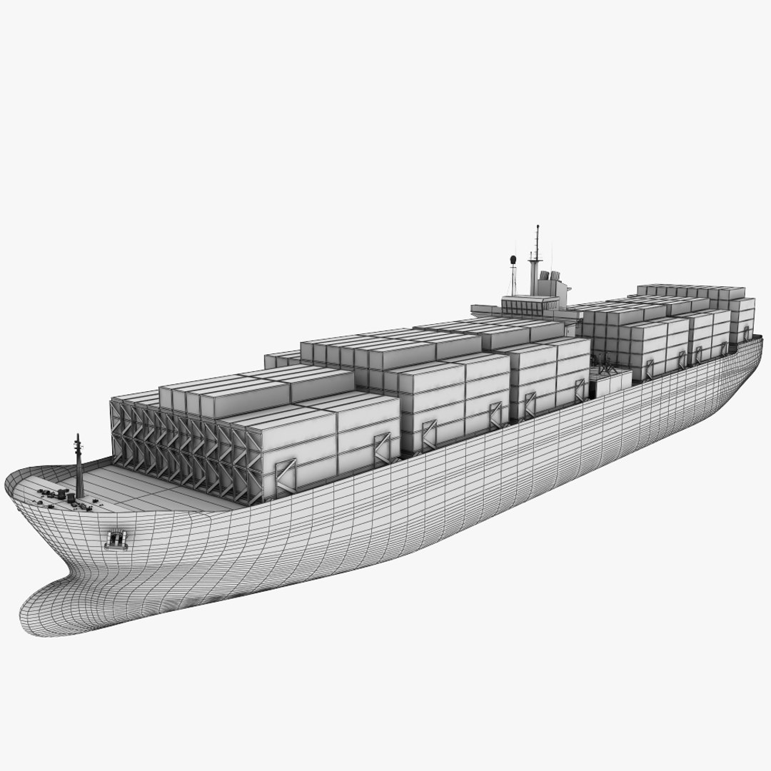 Realistic Container Cargo Ship 3d Model
