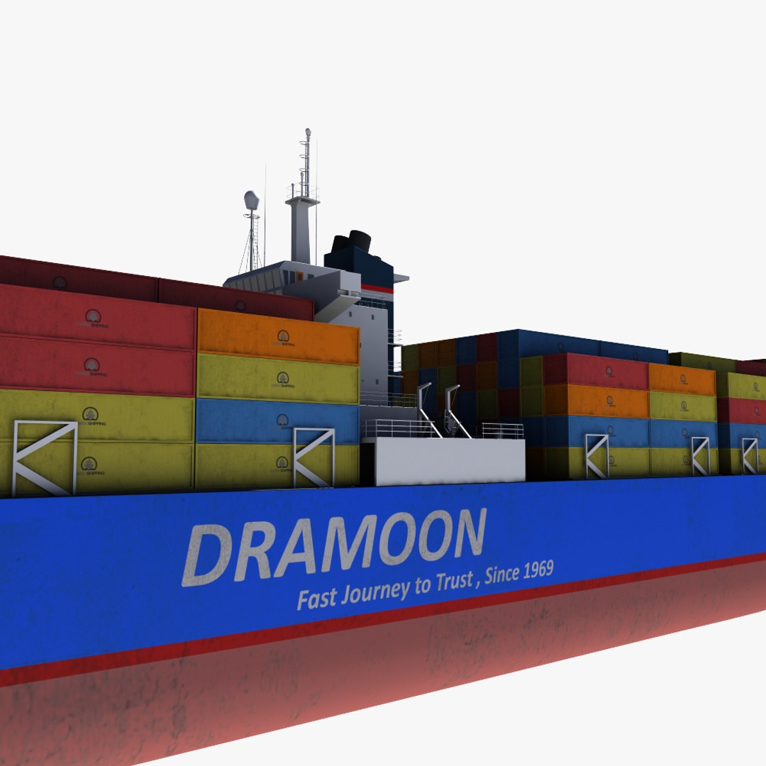 Realistic Container Cargo Ship 3d Model