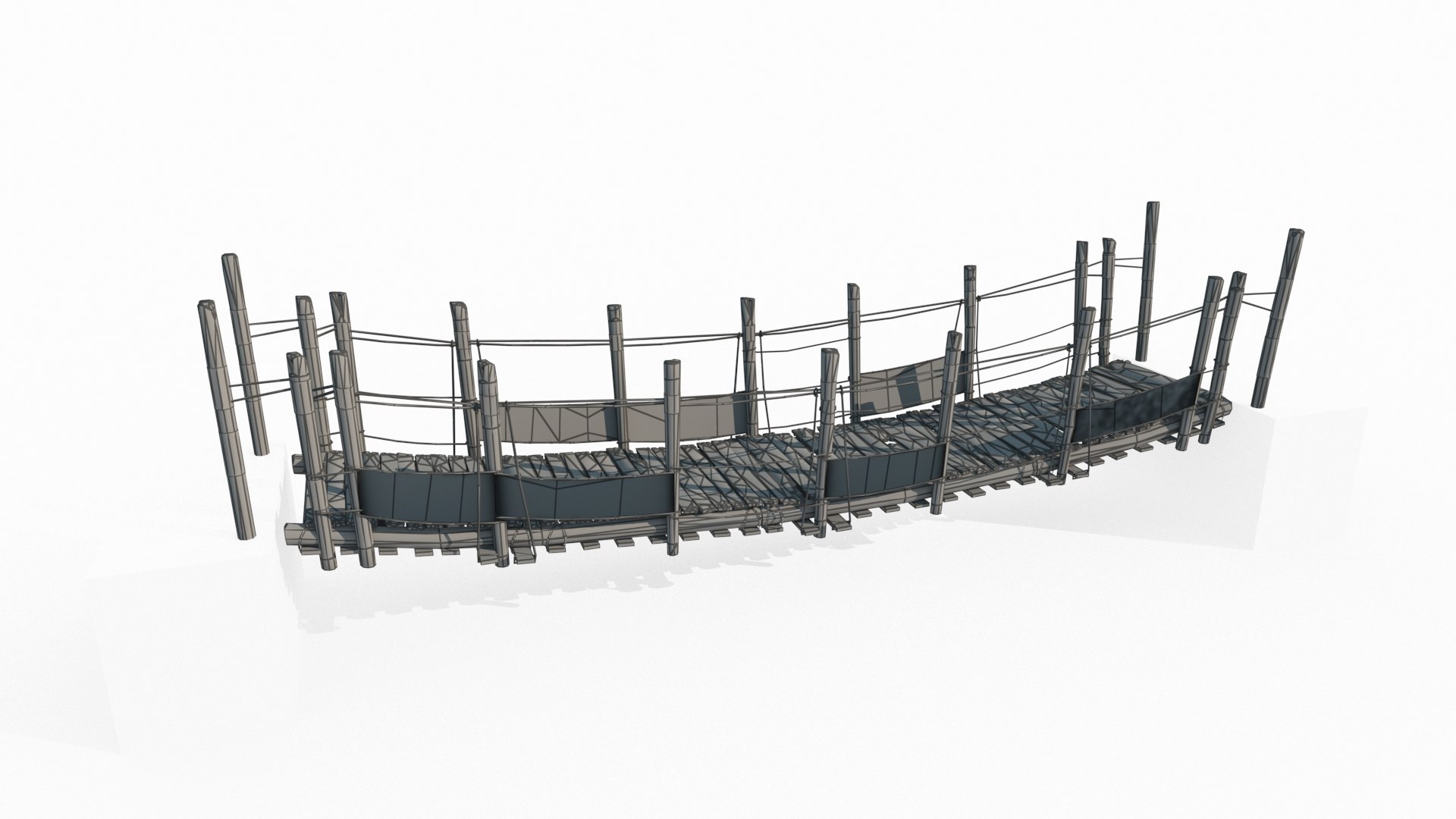 3D Ancient Suspension Bridge Model - TurboSquid 2128700
