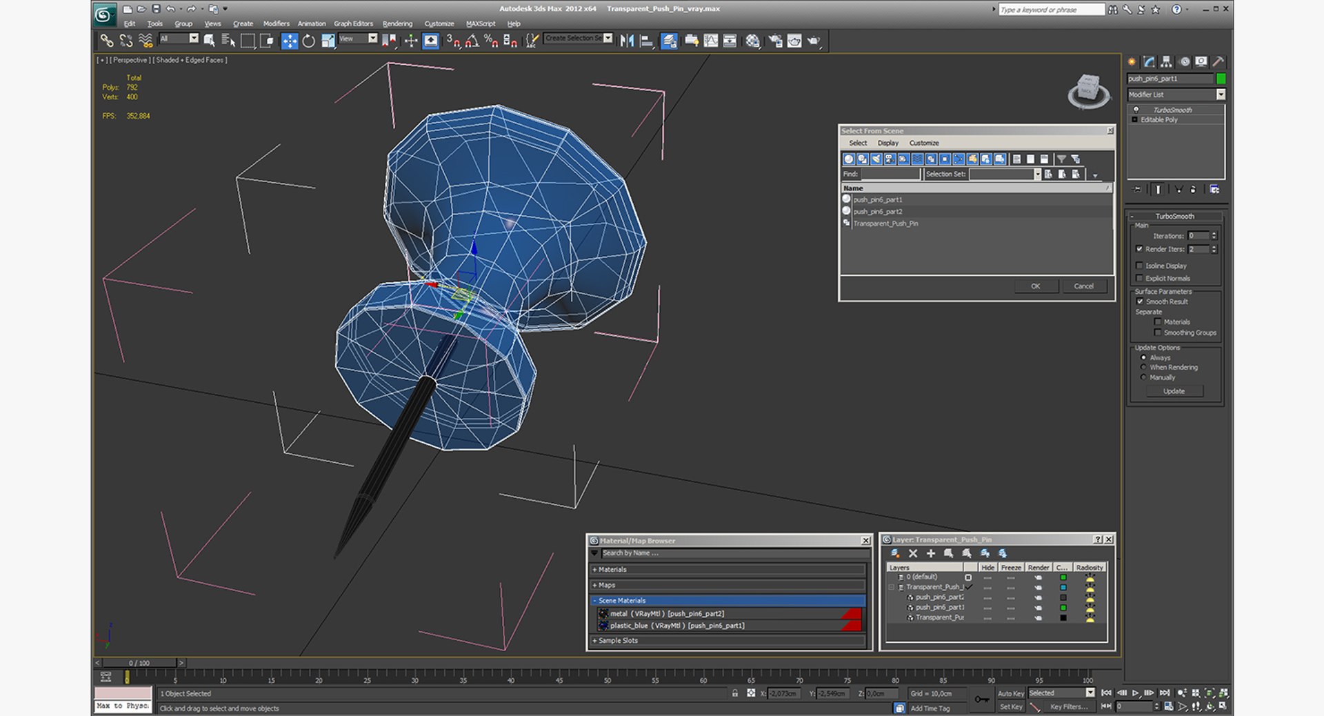 Transparent Push Pin 3D Model - TurboSquid 1425576