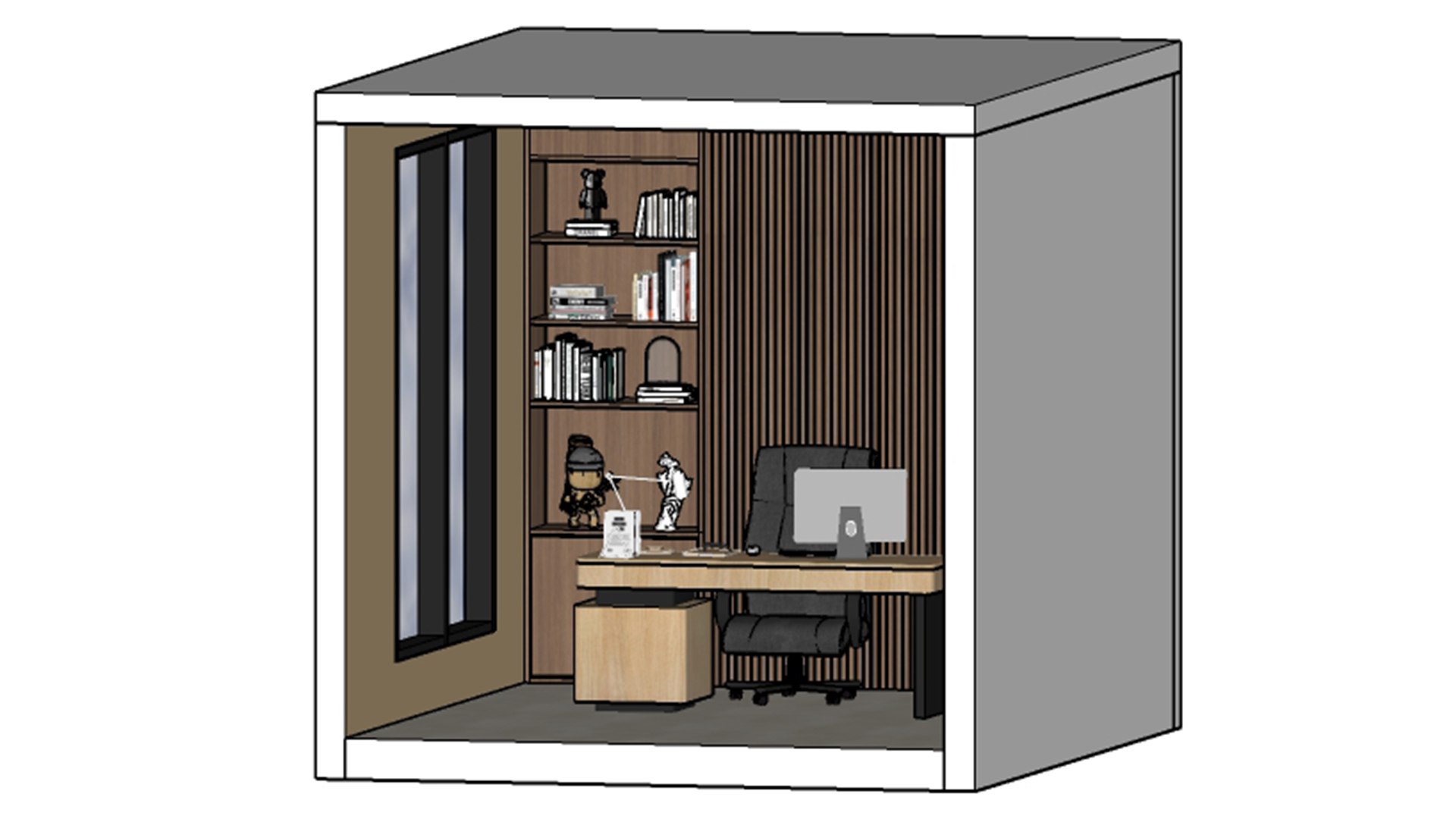 Single Office Room 3D Model - TurboSquid 2414539