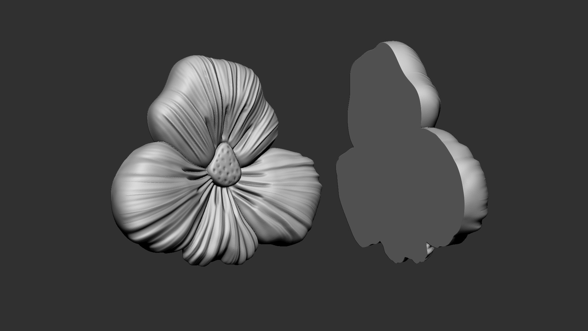 Viola Pansy Flower Bas Relief 3D Model - TurboSquid 2367299