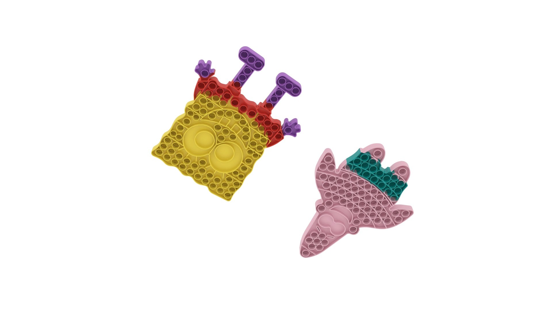 Spongebob And Patrick Pop It Fidget Toys Set 3D - TurboSquid 1804391